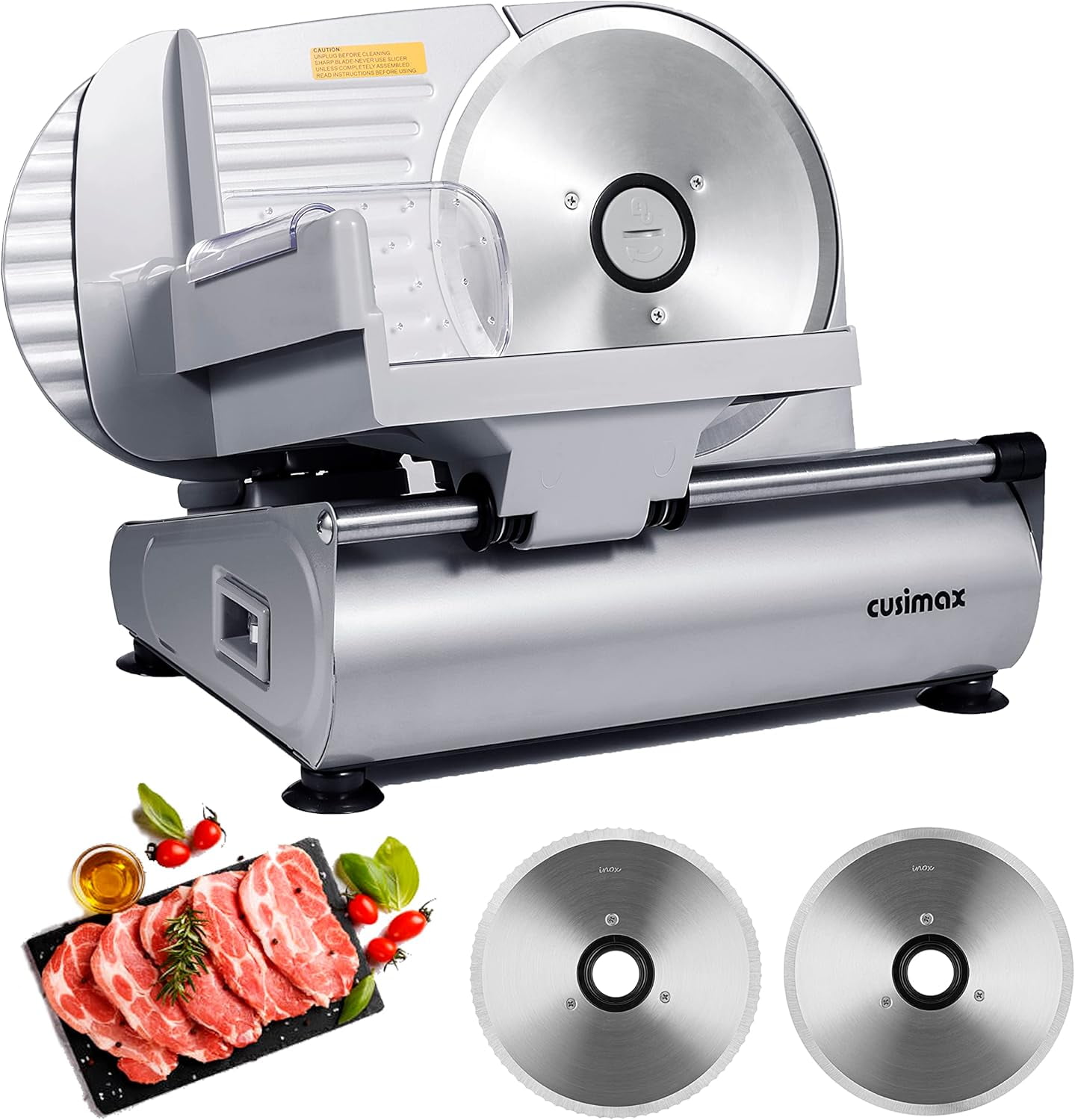 Meat Slicer, CUSIMAX Electric Deli Food Slicer with Two 7.5'Removable ...