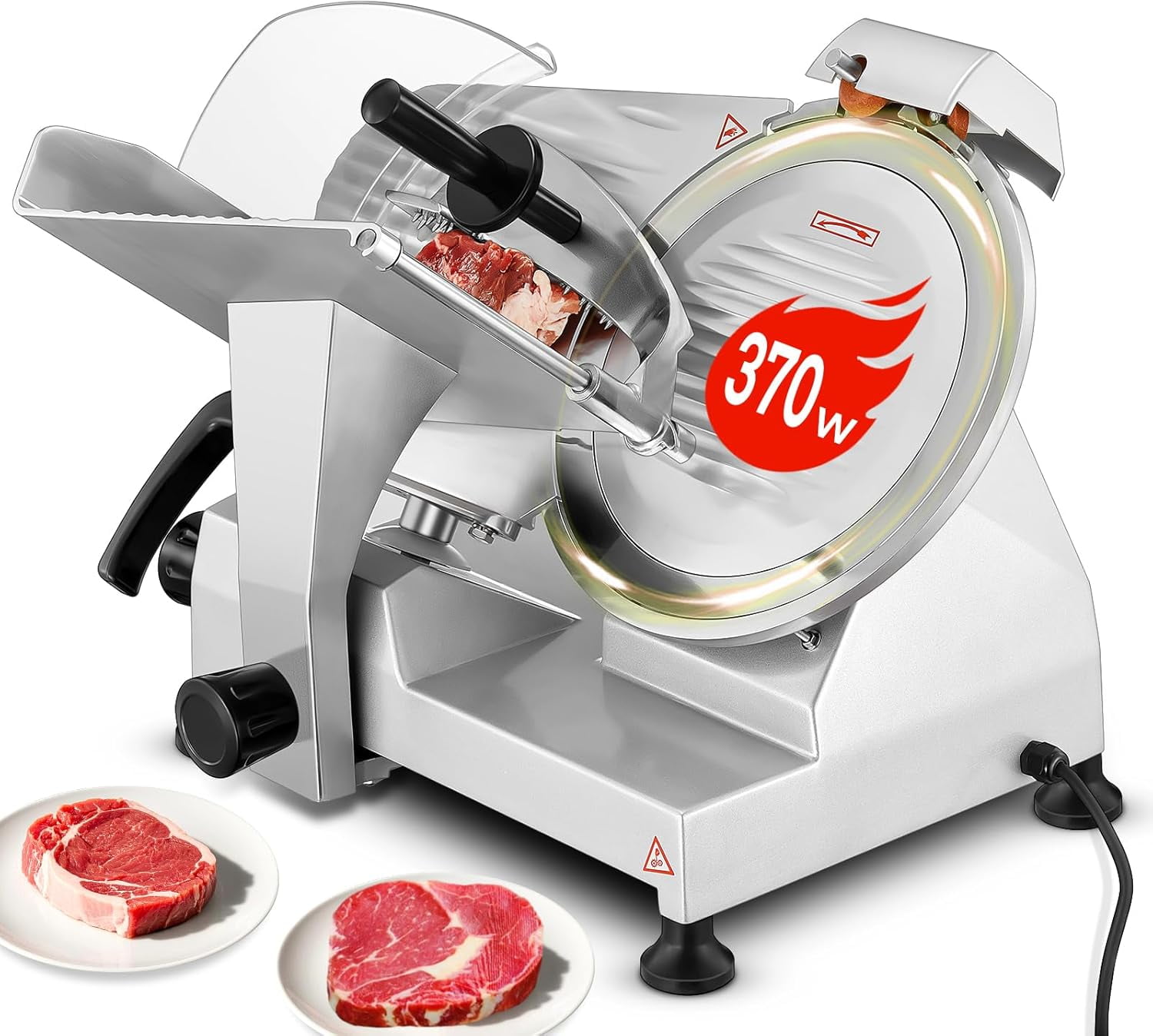 Meat Slicer Commercial 370W, 12 inch Electric Food Deli Slicer, 120 Pcs ...