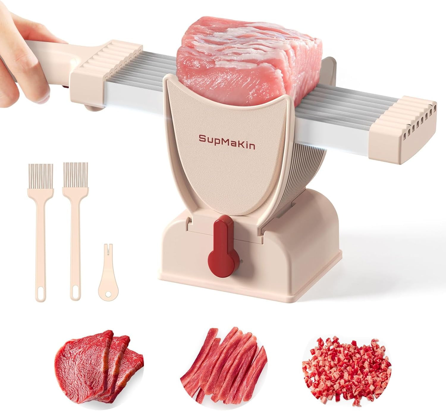 Meat Slicer for Fresh Raw Meat, Thickness Adjustable 2 or 4 mm, 17 IN 1 ...