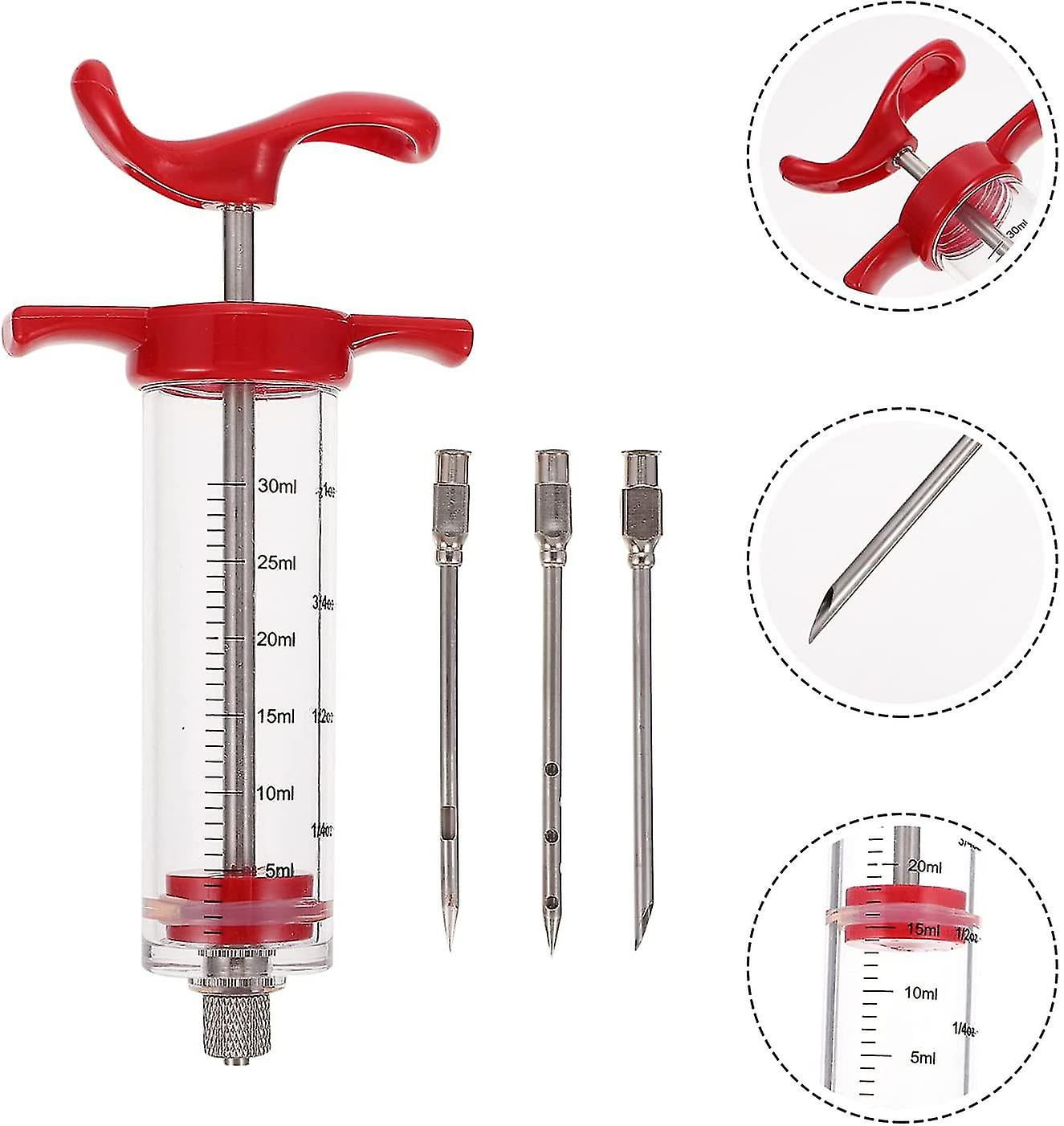 Meat Syringe Set 1oz With 3 Marinade Needles For Turkey, Beef, Steak ...