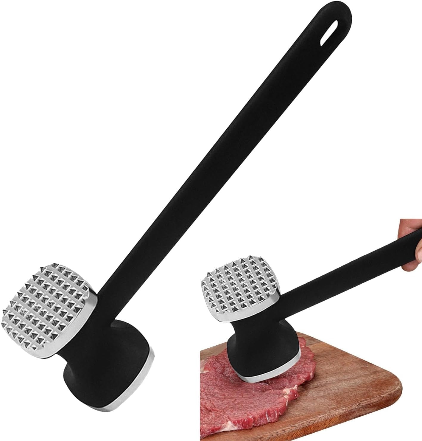Meat Tenderizer Hammer - Dual Side (Spike & Flat) Heavy Duty Steel ...