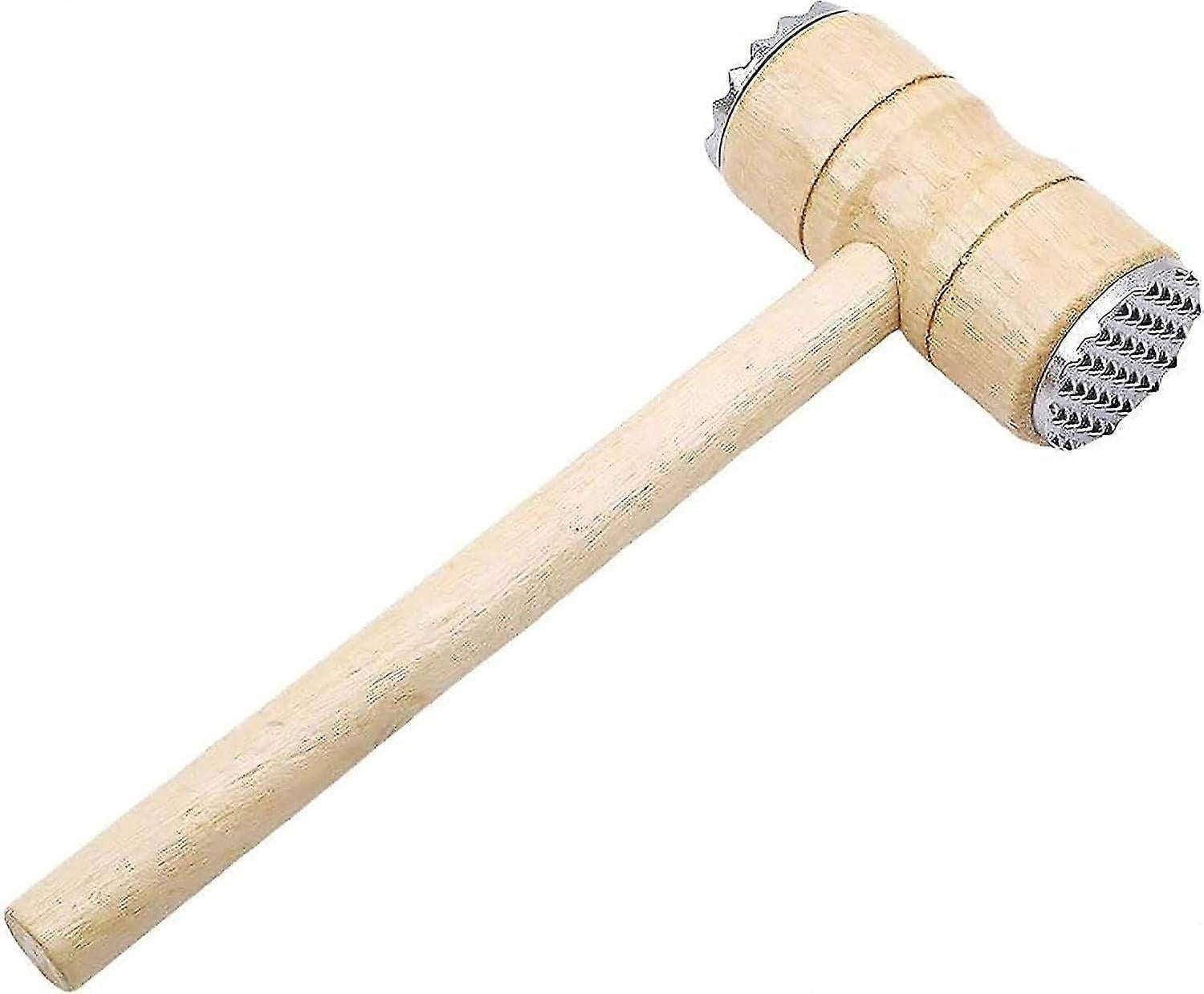 Meat Tenderizer Hammer Wooden Steak Double Sided Stainless Steel Teeth ...