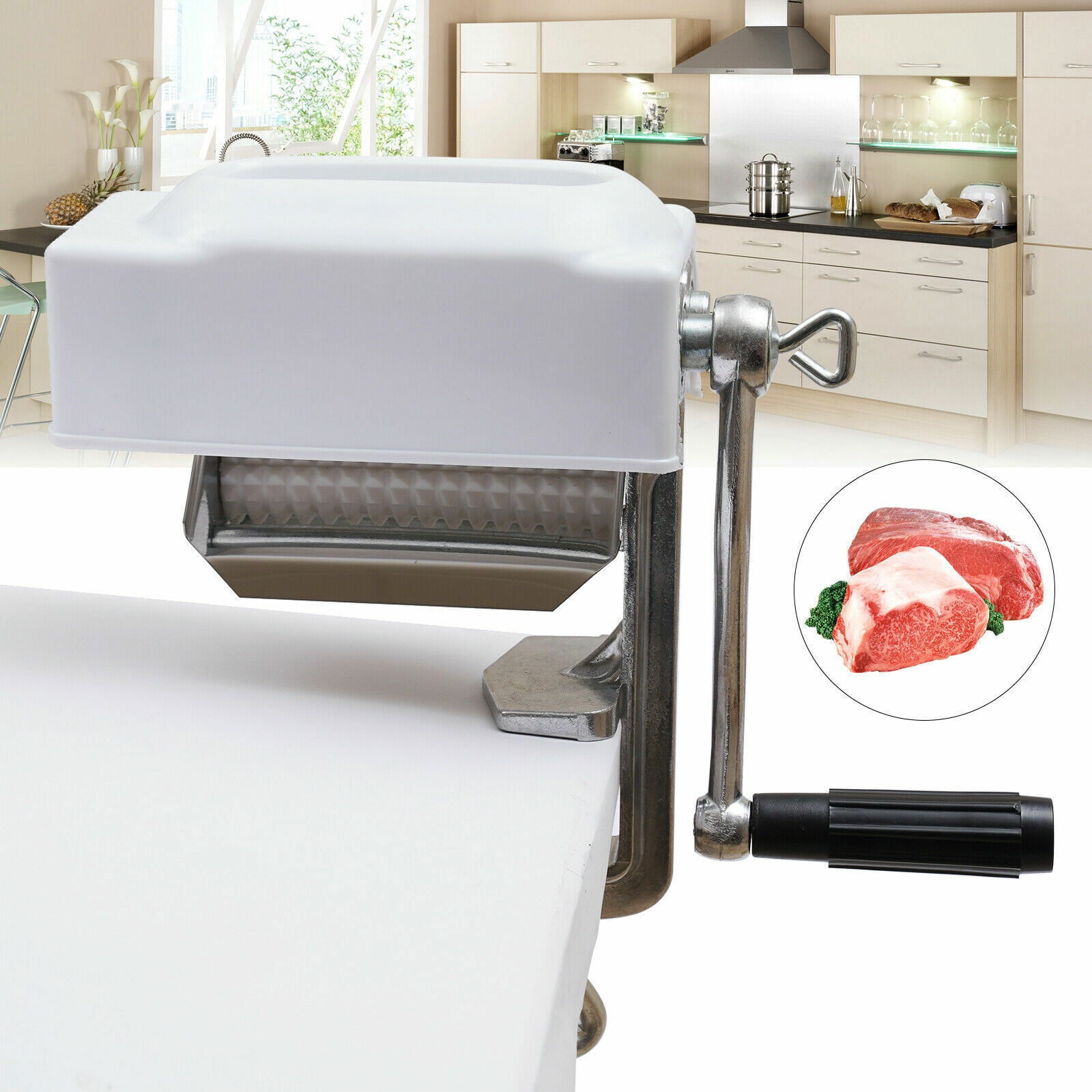 Meat Tenderizer Hand Crank Flatten butchers Tool Cuber Steak Machine ...