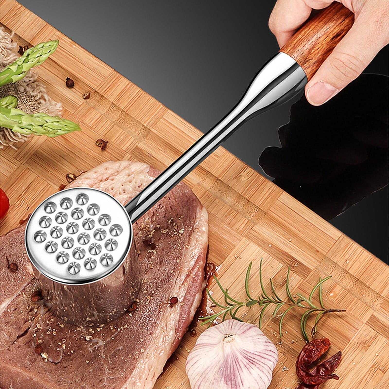 Meat Tenderizer Mallet 304 Stainless Steel, Dual Side Meat Hammer ...