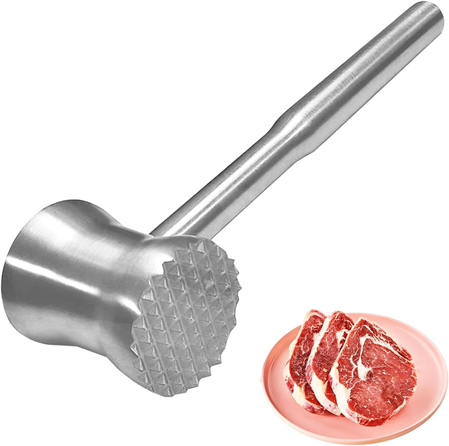 Meat Tenderizer Mallet, 304 Stainless Steel Heavy Kitchen Double-sided ...