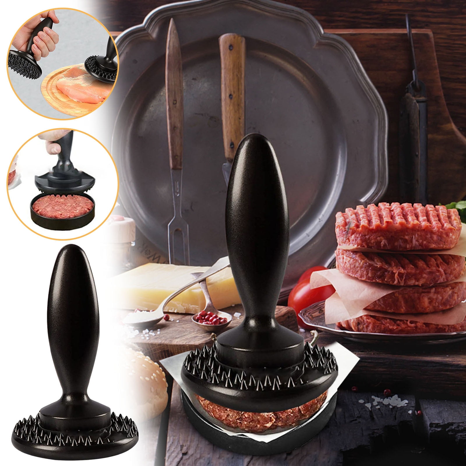 Meat Tenderizer Pounder Tool 3-in-1 Sided | Steak Beef Poultry Mallet ...