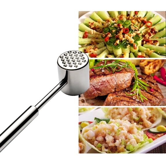 Meat Tenderizer Stainless Steel Heavy Meat Hammer Tool and Hand-Held ...