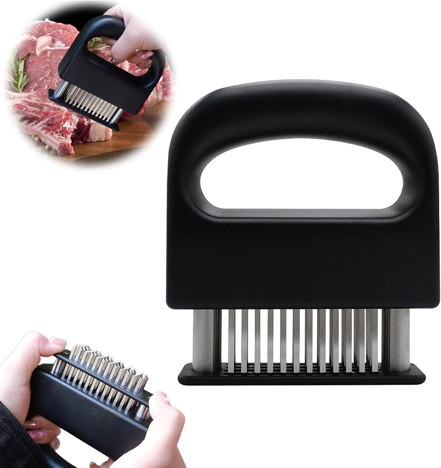 Meat Tenderizer Tool with 48 Stainless Steel Needle Blades, Meat ...