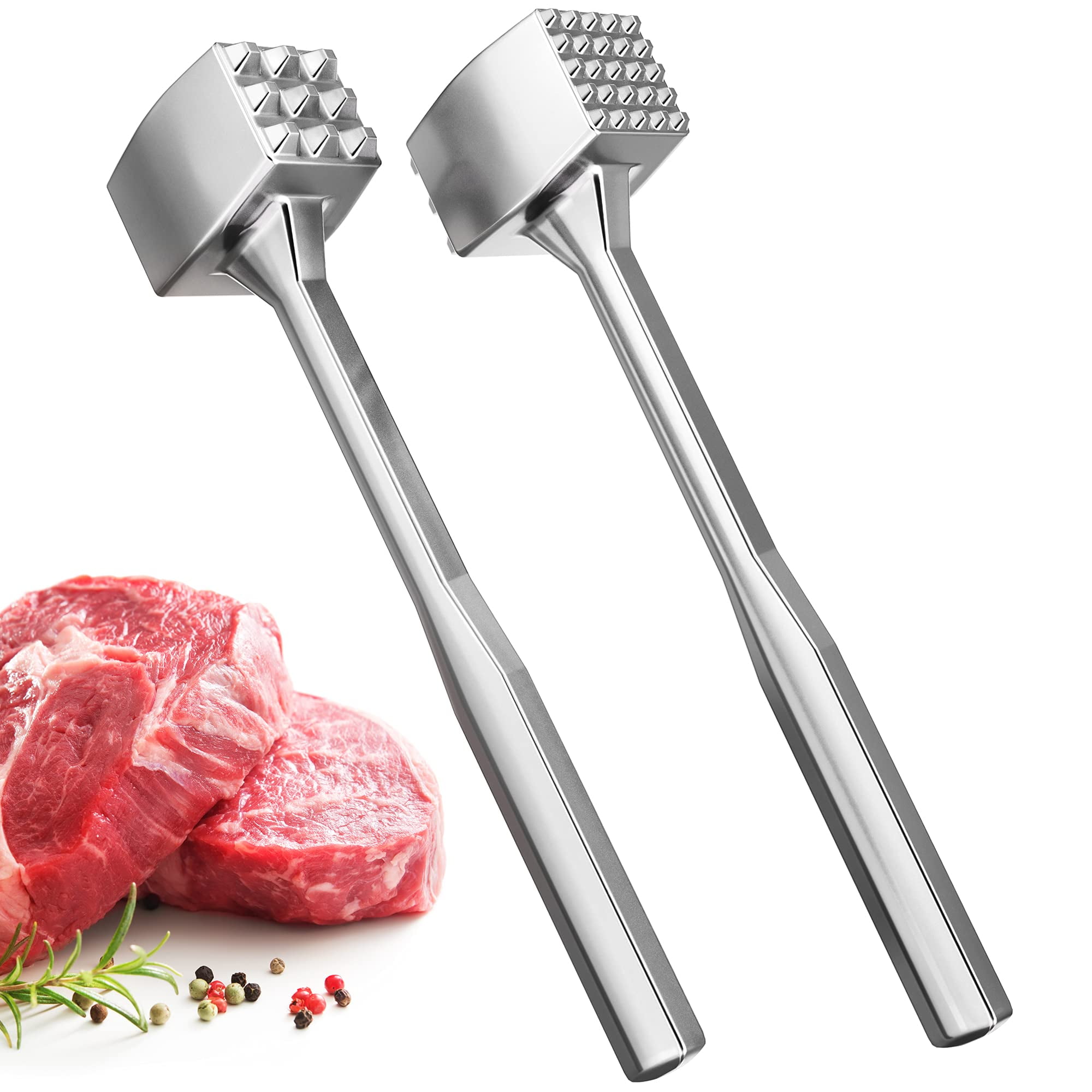 Dual-Sided Meat Tenderizer Aluminum Mallet Kitchen Tool, Pounder Hammer ...