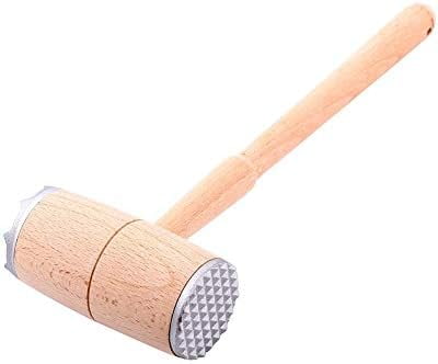 Meat Tenderizer, Wooden Dual-Sided Meat Mallet Kitchen Tool with ...