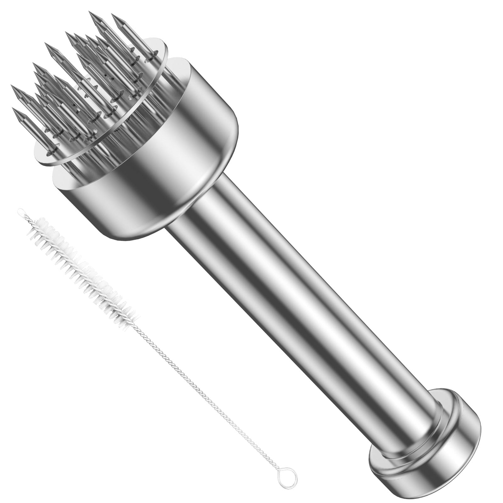 Meat Tenderizer with Brush,Stainless Steel Needle Ultra Sharp 21 Blades ...