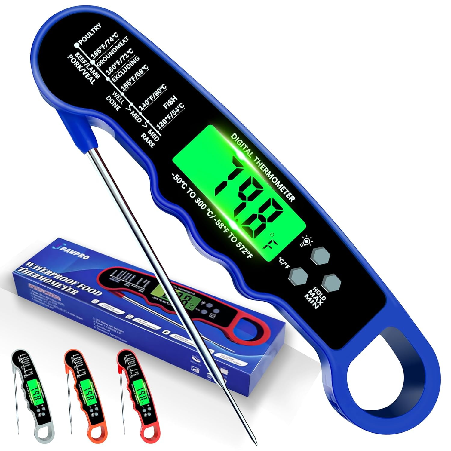 Meat Thermometer Digital, IP67 Waterproof Food Thermometer for Cooking ...
