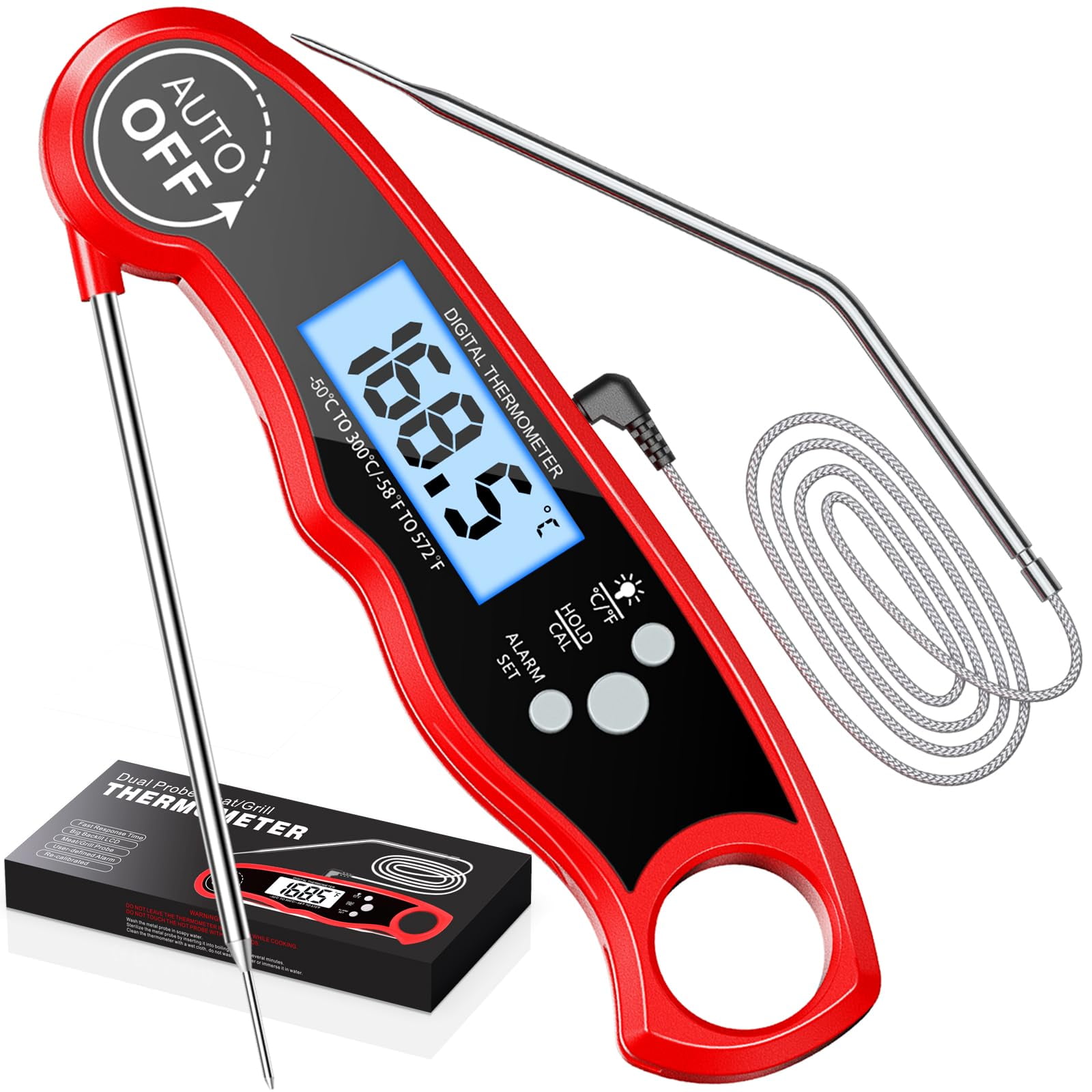 Meat Thermometer Digital, Instant Read Food Thermometer with Dual Probe ...