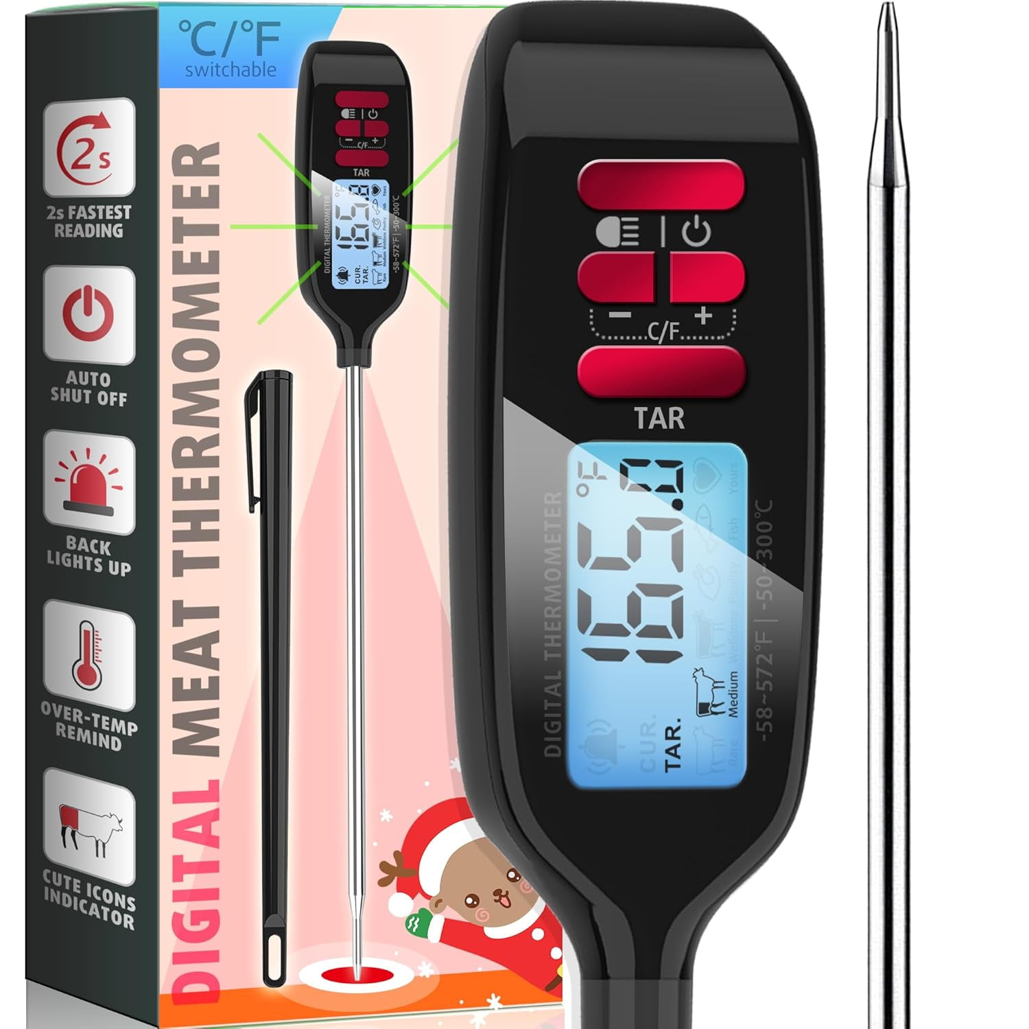 Meat Thermometer Digital, Smart Instant Read Food Thermometer with ...
