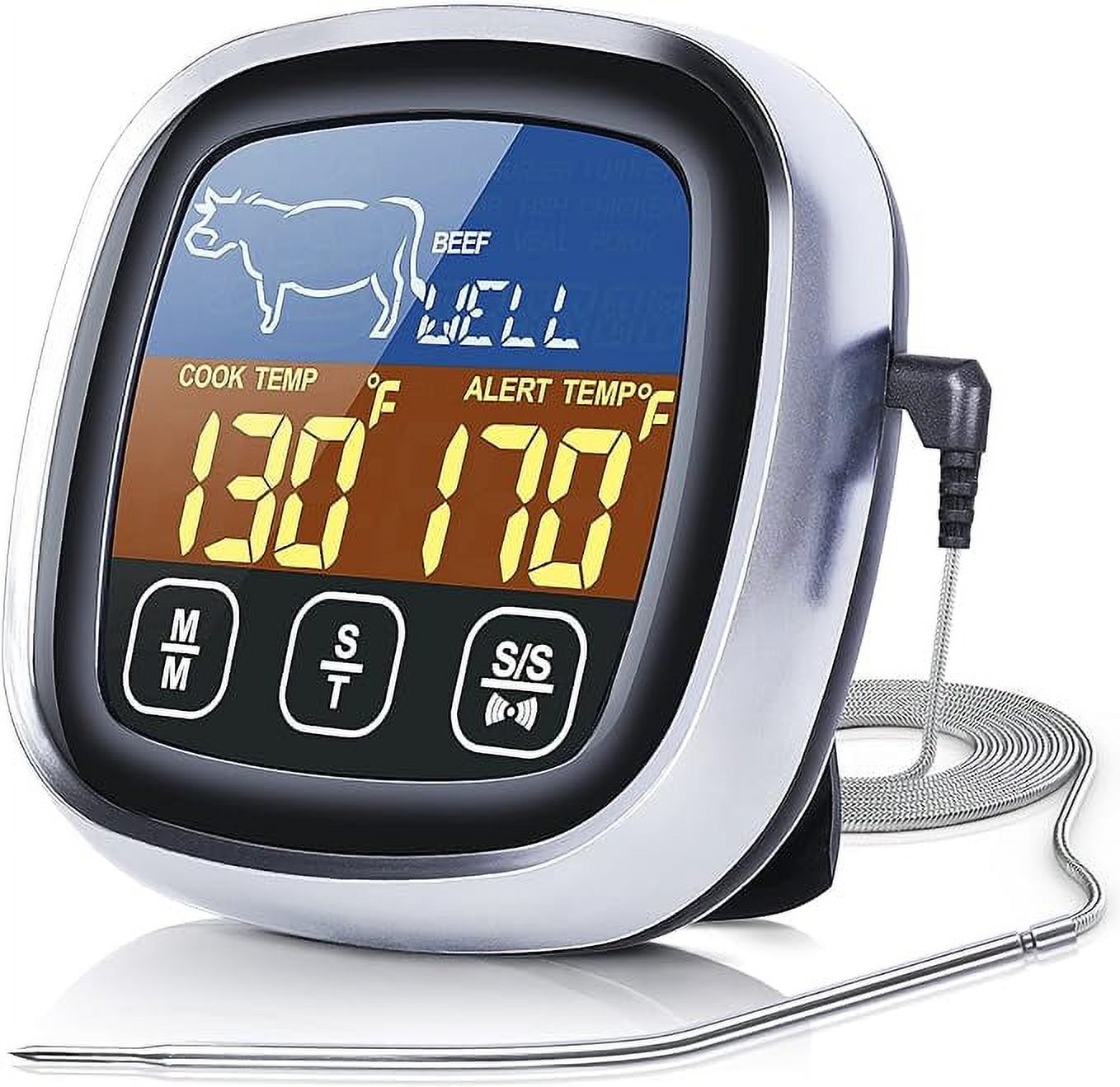Meat Thermometer, Digital Meat Thermometer with Large Touchscreen LCD ...