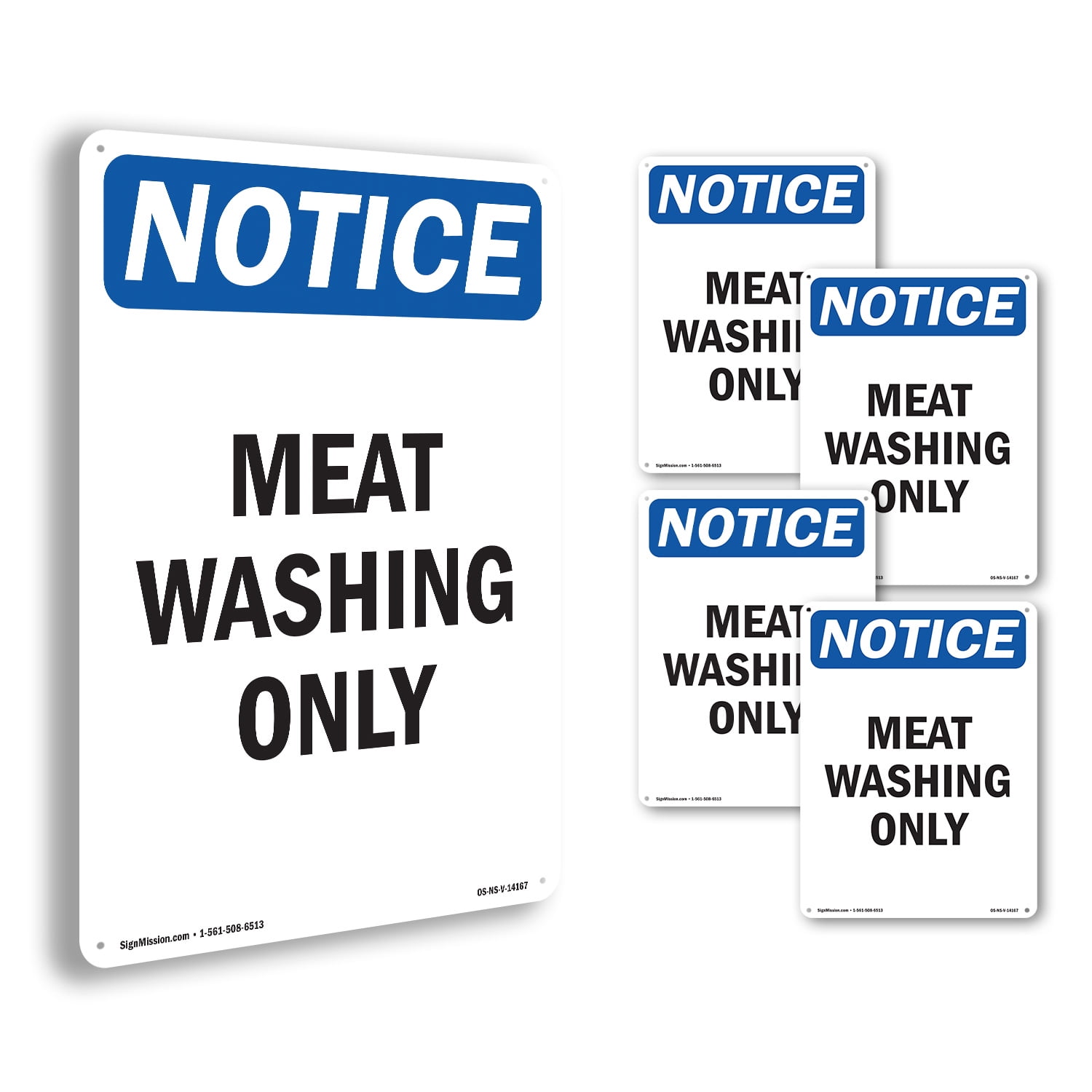 Meat Washing Only OSHA Notice Rigid Plastic Sign 18 Inch x 12 Inch - 5 ...