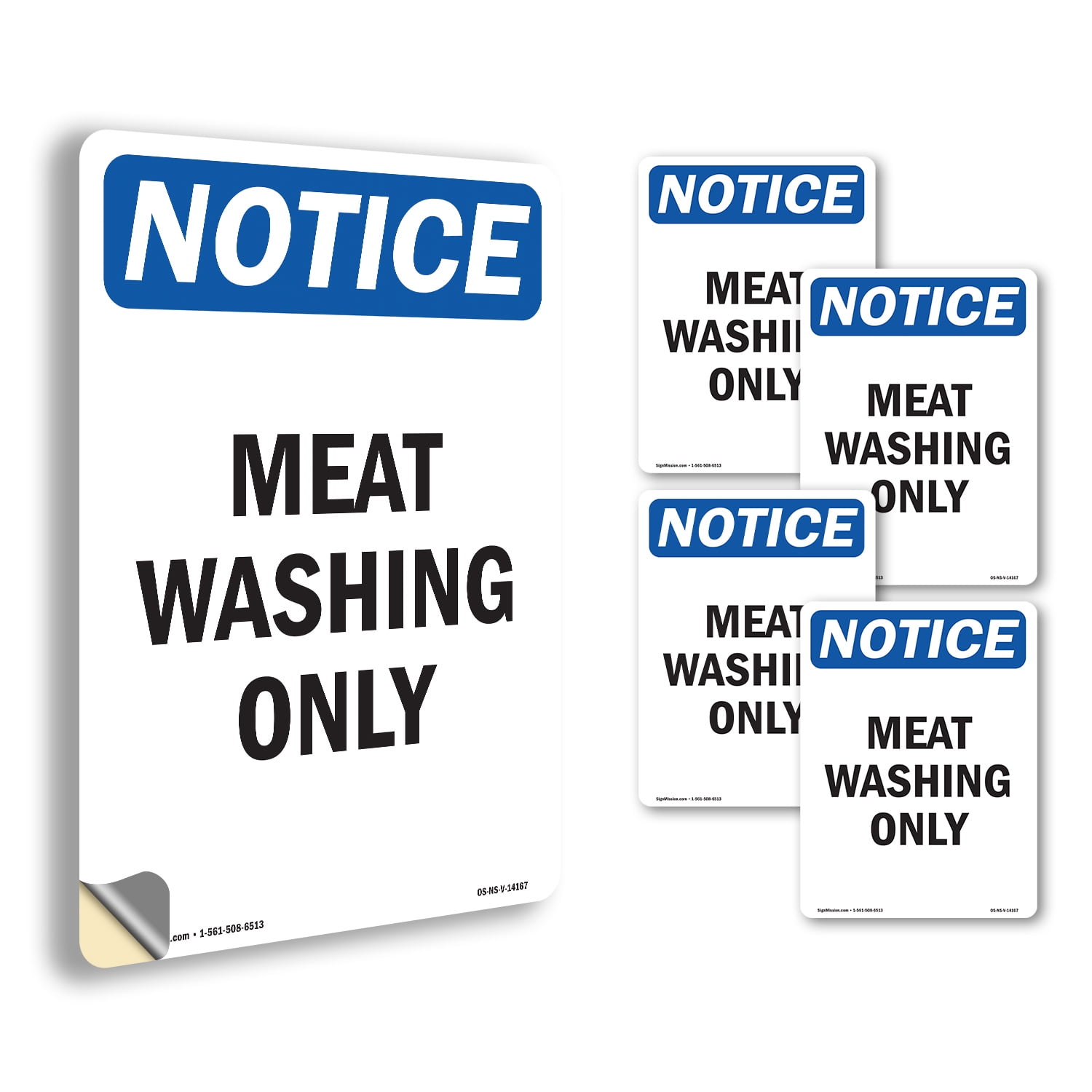 Meat Washing Only OSHA Notice Vinyl Decal Label 24 Inch x 18 Inch - 5 ...