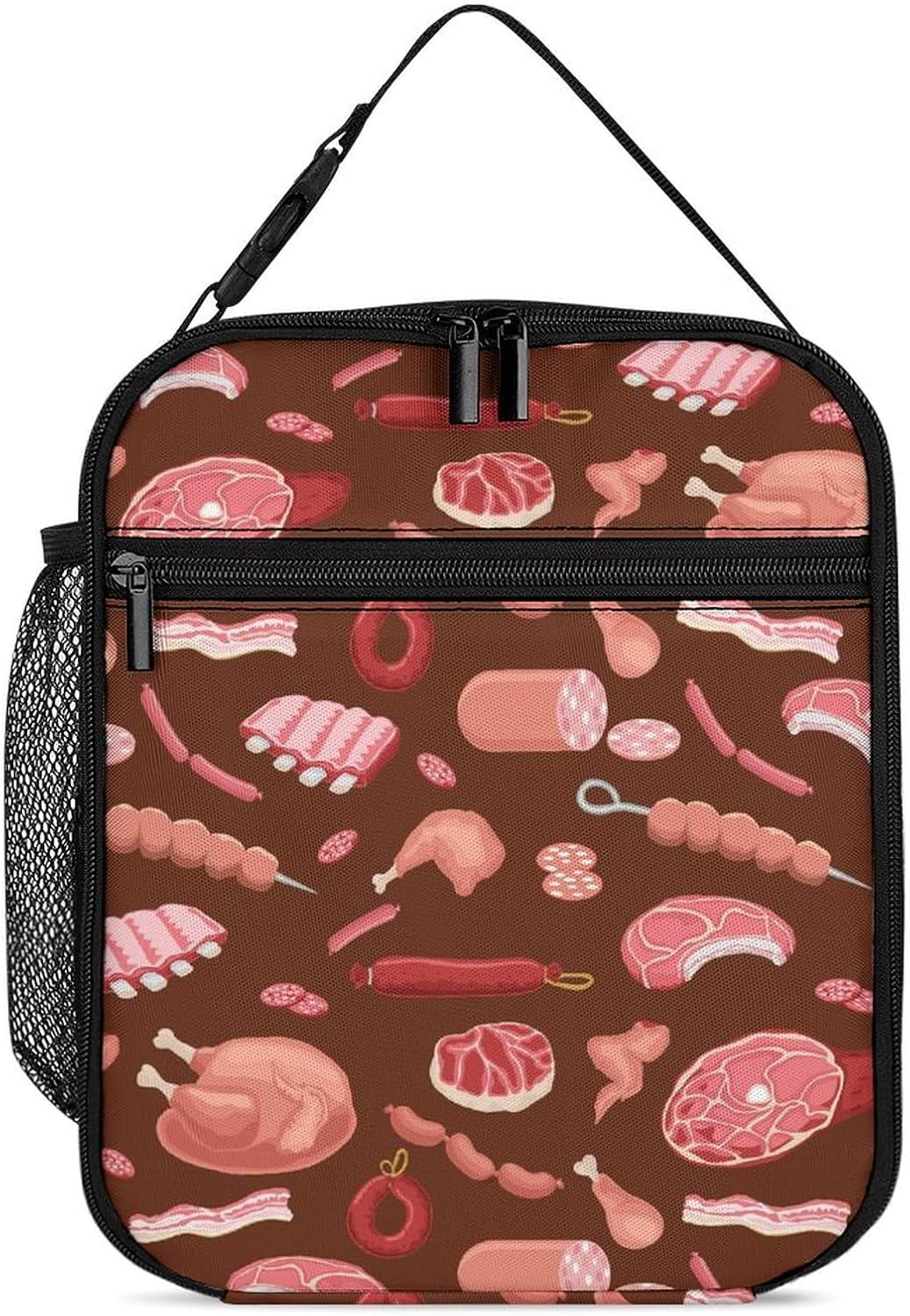 Meat of Beef Pork Sliced Bacon Reusable Lunch Bag Insulated Portable Lunch Box Bag Leak Proof ...