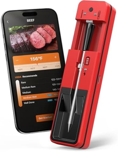 Meat with -Thin Probe, 6 Sensors Accuracy Digital 0.5S Read, IP67 for ...