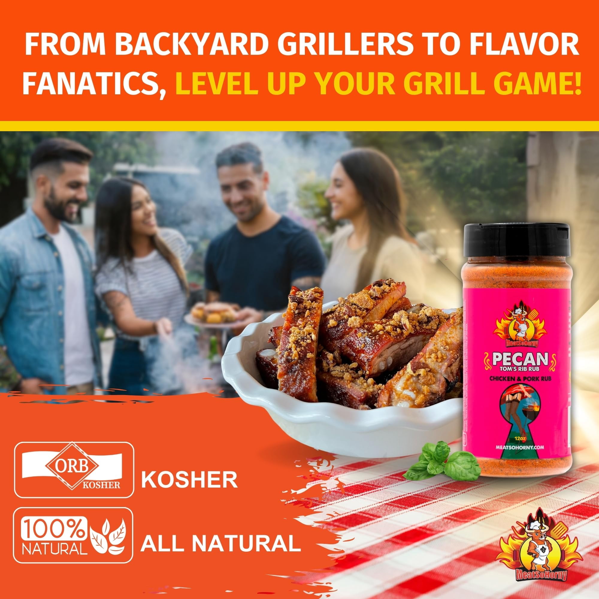 MeatSoHorny Pecan Tom's Rib BBQ Rub for H2FSDSmoking Pulled Pork Rub, Steak, Brisket, Beef ...