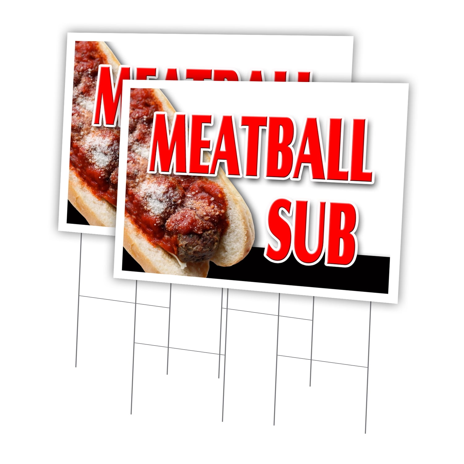 Meatball Sub 2 Pack Of 24" x 36" Yard Sign & Stake | Advertise Your ...