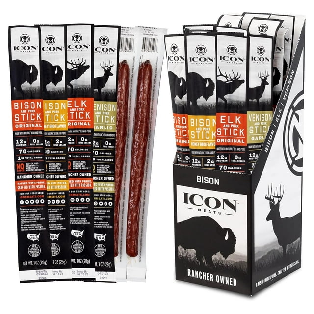 Meats Snack Sticks Sampler - Assorted Flavors of Bison, Elk, Venison ...