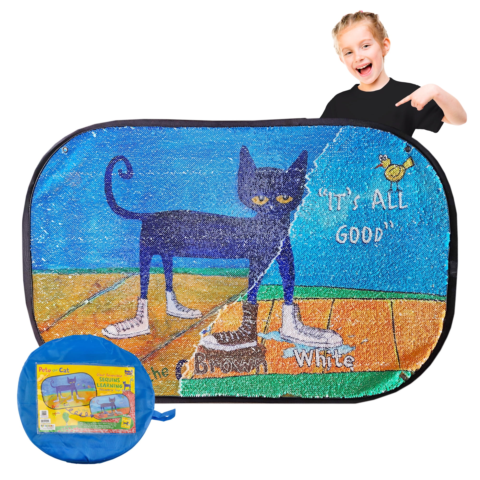 Meavia Reversible Sequins Pete the Cat: I Love My White Shoes Wall Sensory Fun Toy, Jumbo Size ...