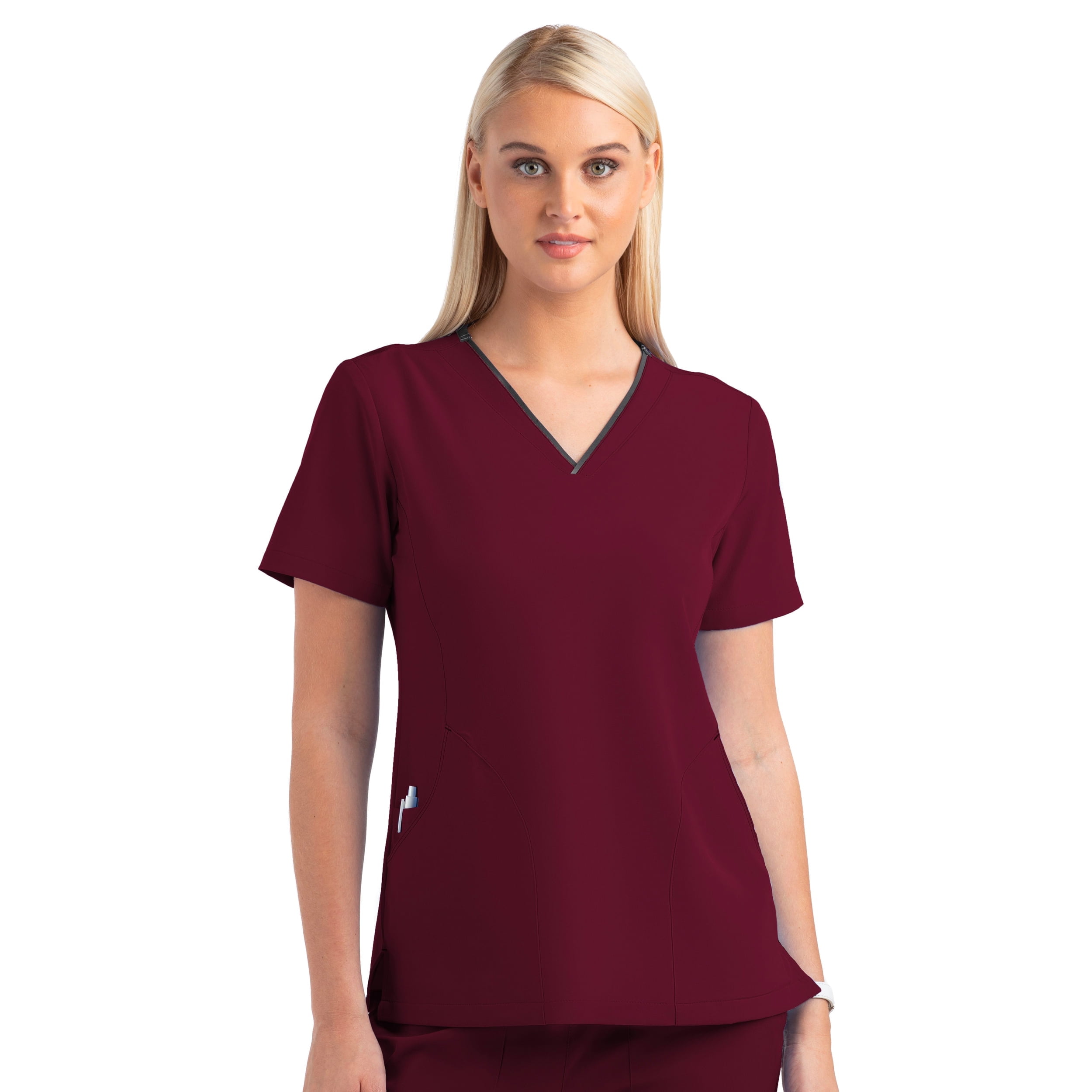 Meavn Matrix Impulse Women's Contrast Curved V-Neck Scrub Top (Free ...