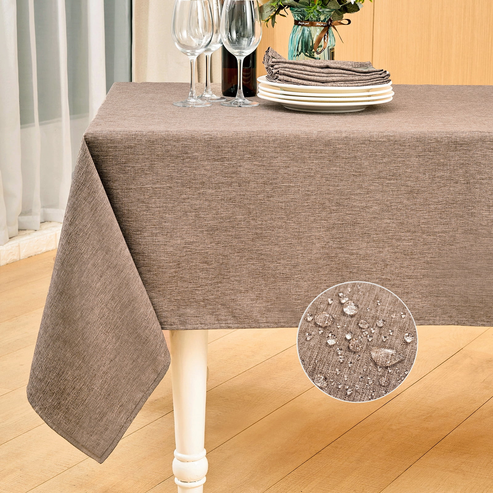 Mebakuk Rectangle Table Cloth Linen Farmhouse Tablecloth Waterproof ...