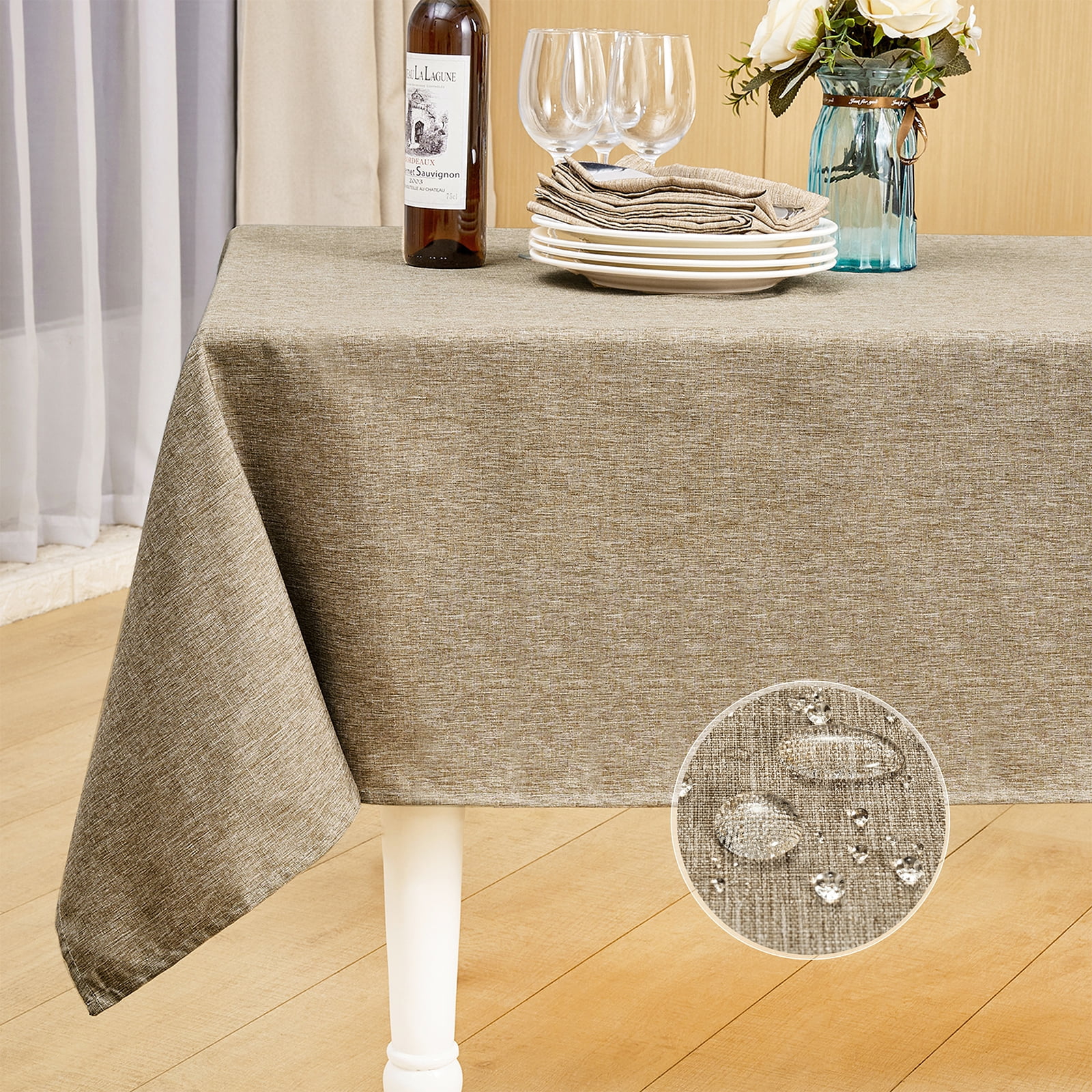 Mebakuk Rectangle Table Cloth Linen Farmhouse Tablecloth Waterproof ...