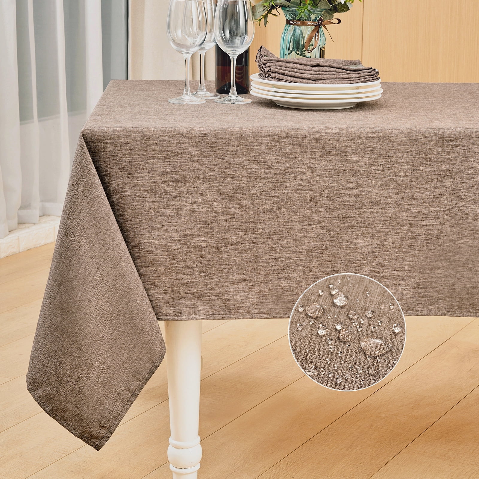 Mebakuk Rectangle Table Cloth Linen Farmhouse Waterproof 60x120 Inch ...