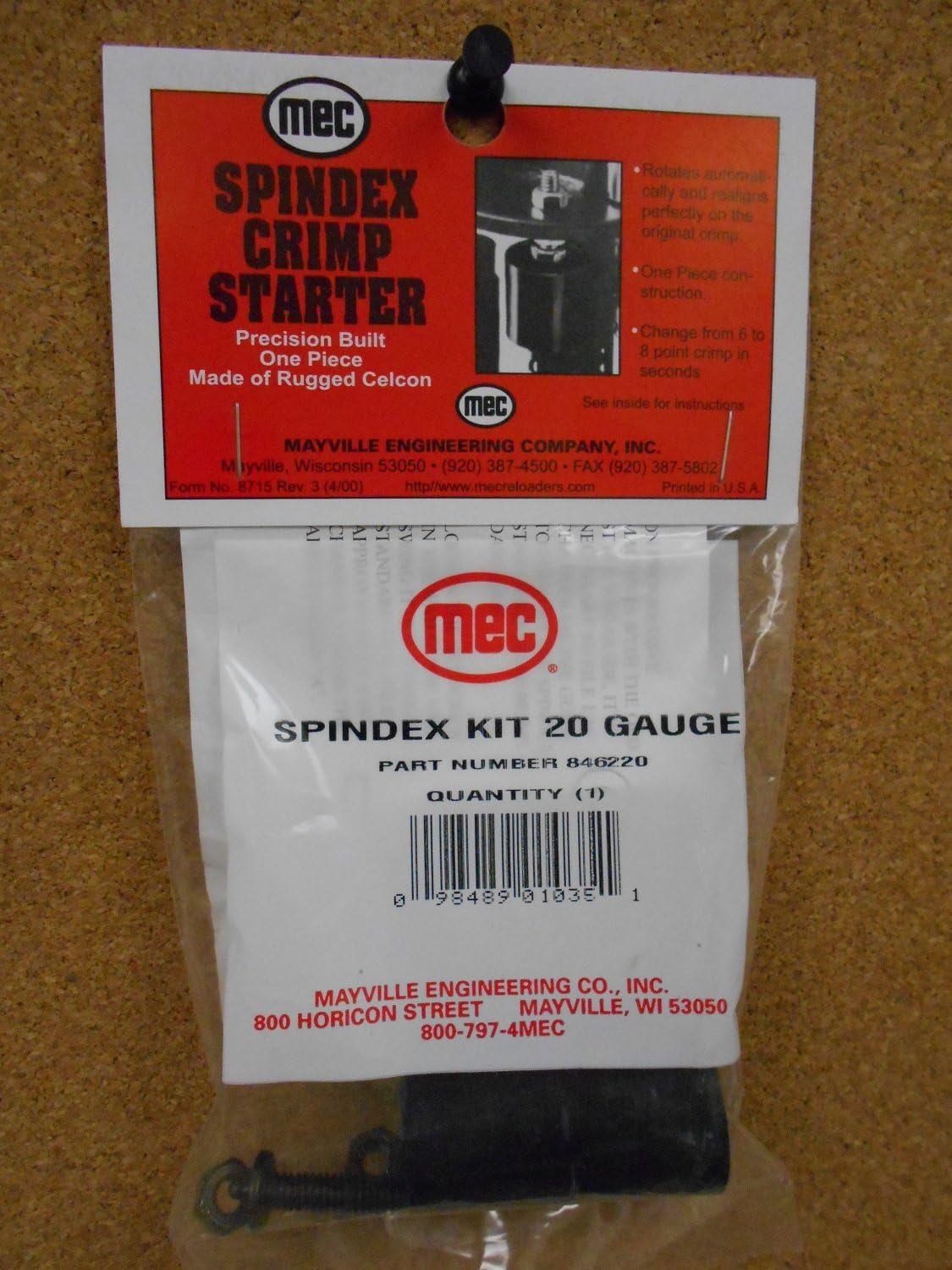 Mec Reloader Crimp Starter Spindex Kit 20 Gauge 6 & 8 Point 846220 ...