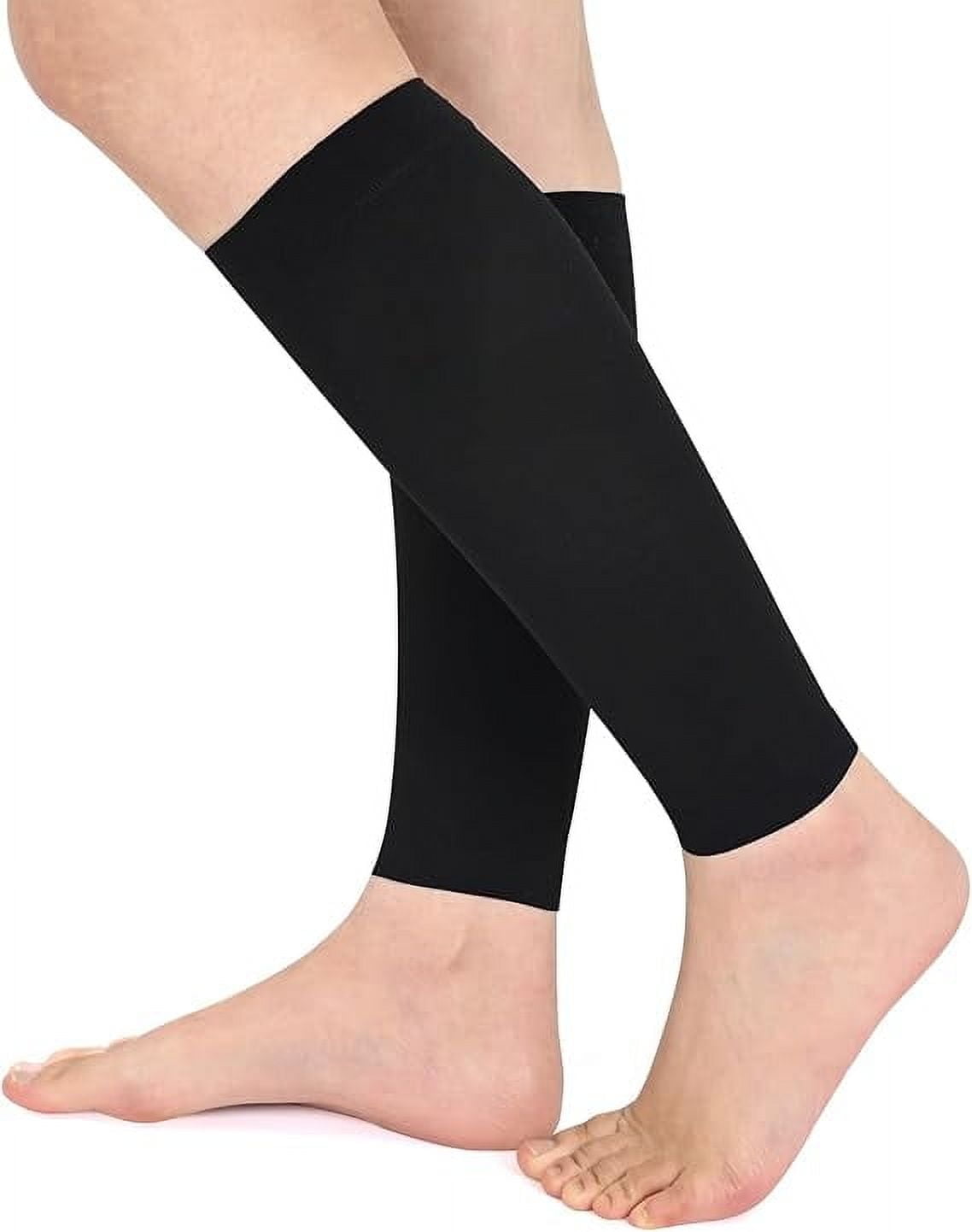 MecTo Calf Compression Sleeves, 20-30 mmHg, Footless, Toeless, Black ...