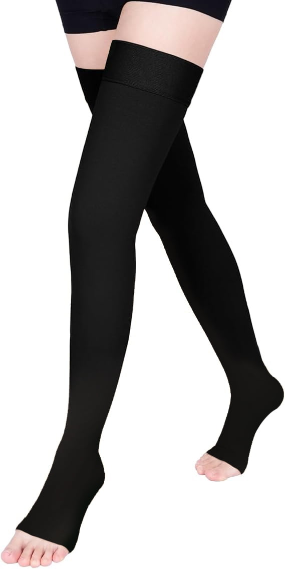 MecTo 15-20mmHg Open Toe Compression Stockings Medical Thigh High ...
