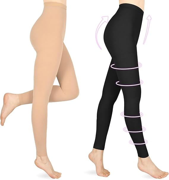 MecTo 2 Pairs 20-30 mmHg Compression Pantyhose Medical Footless ...