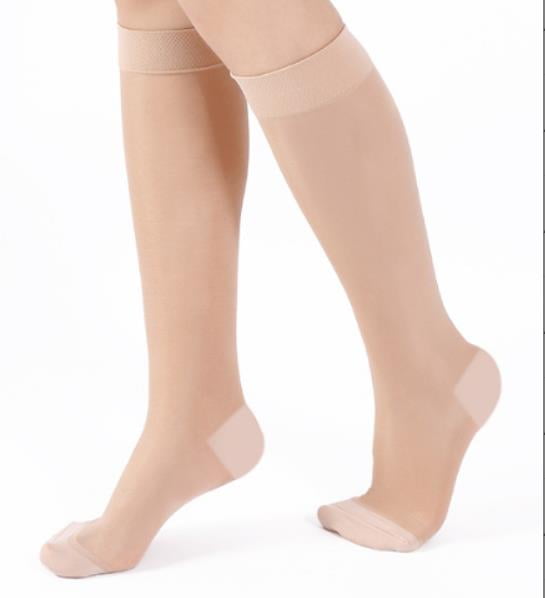 MecTo Open Toe Sheer Compression Stockings for Women, 15-20 mmHg Knee ...