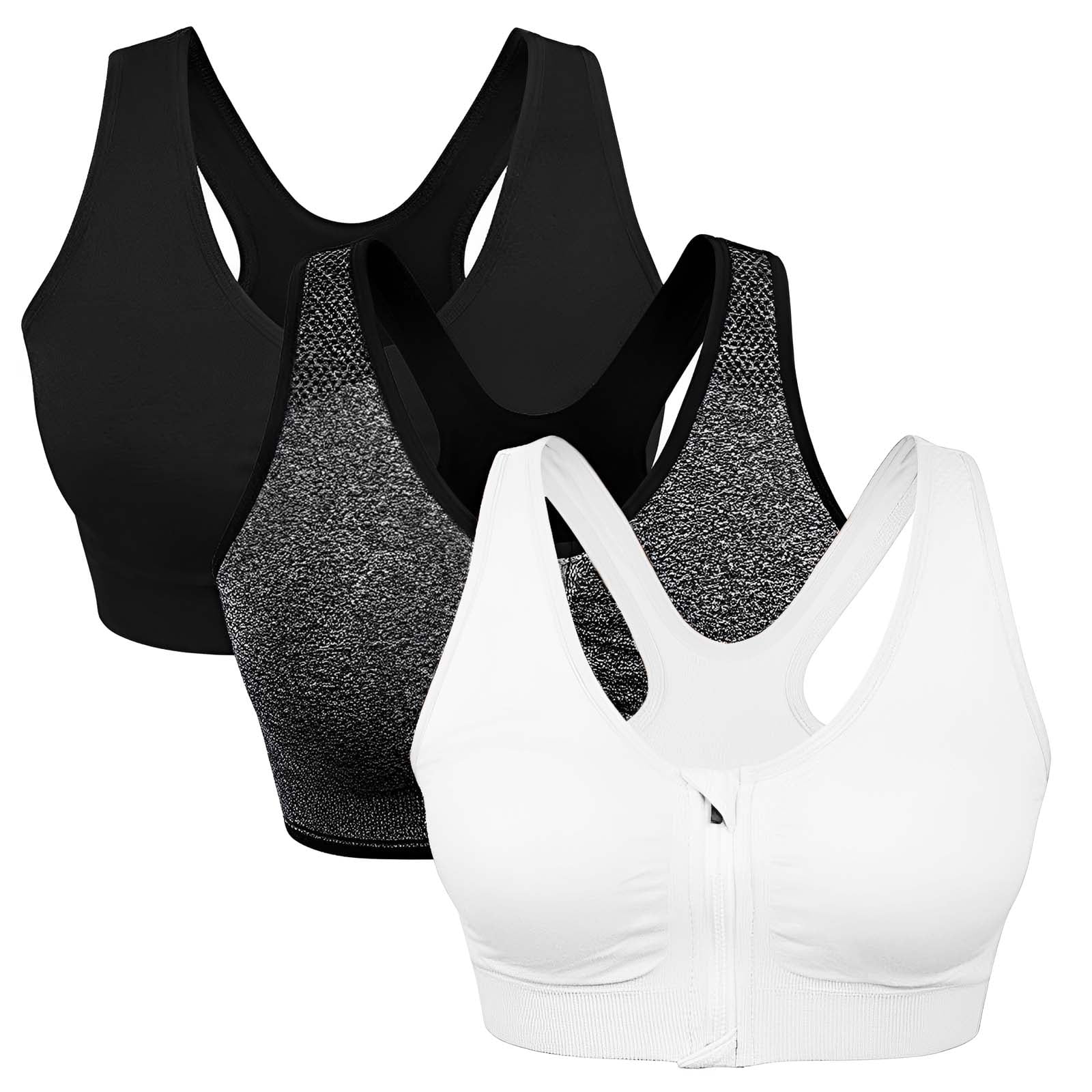Sunm Boutique 3 Pcs Women's Zipper Sports Bra Seamless Sports Bra ...