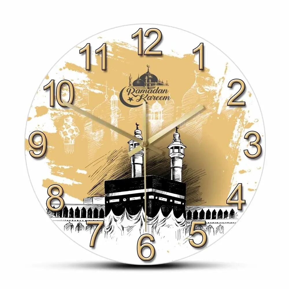 Mecca Mosque Holy Kaaba Wall Art Silent Quartz Clock Islamic Home Decor ...