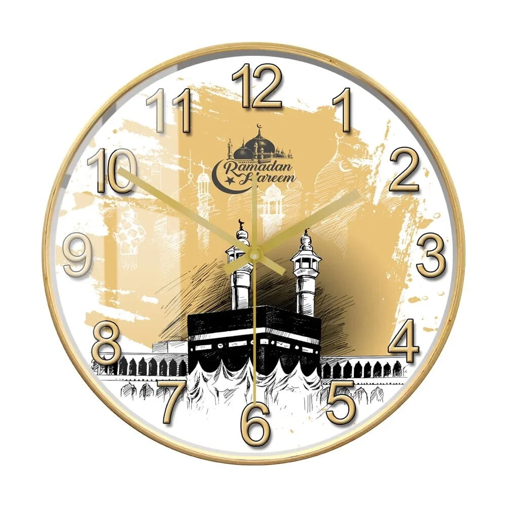 Mecca Mosque Holy Kaaba Wall Art Silent Quartz Clock Islamic Home Decor ...