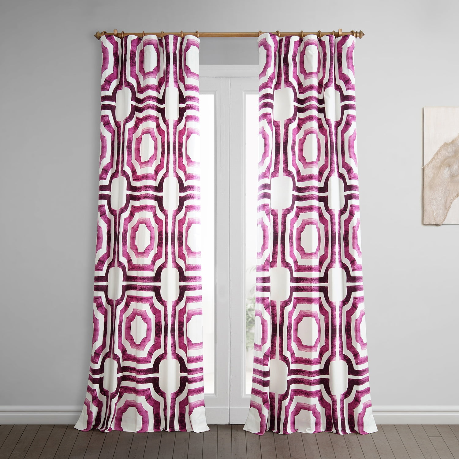 Free Shipping! Mecca Pink Printed Cotton Curtain (1 Panel), Mecca Pink ...