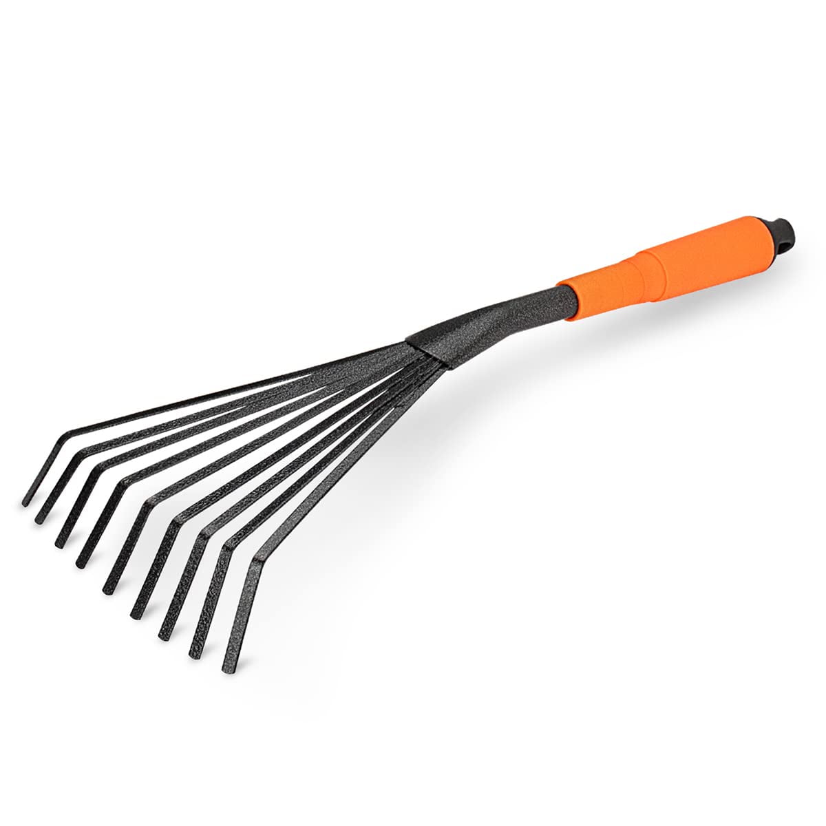 Meccion Mini Garden Rake 16 Inch 9 Root Steel Hand Fan Leaf Rake with ...