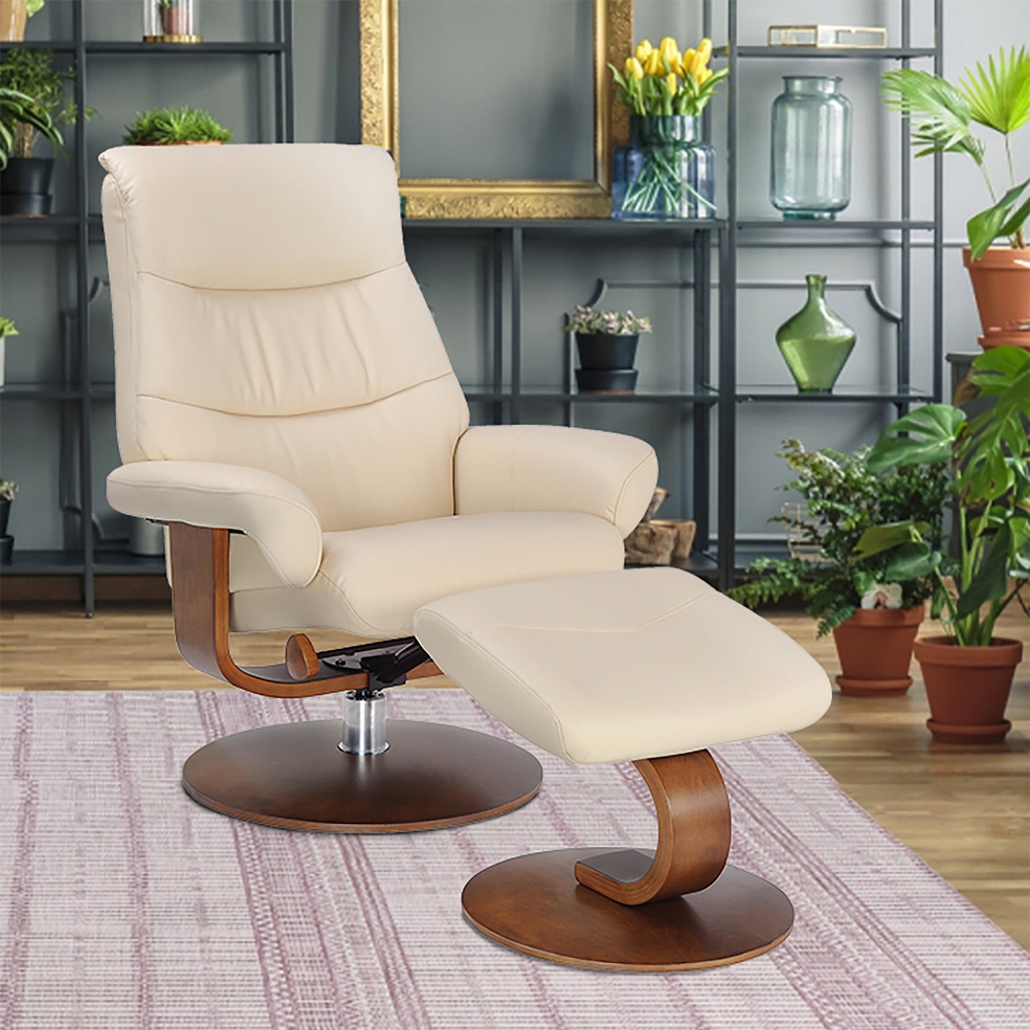 Mecella Leather Swivel Recliner with Matching Ottoman - Walmart.com