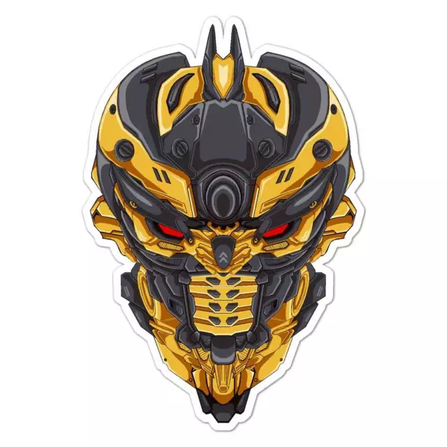 Mech Robot Head Sticker Indoor Outdoor Phone Decal Water Bottle ...