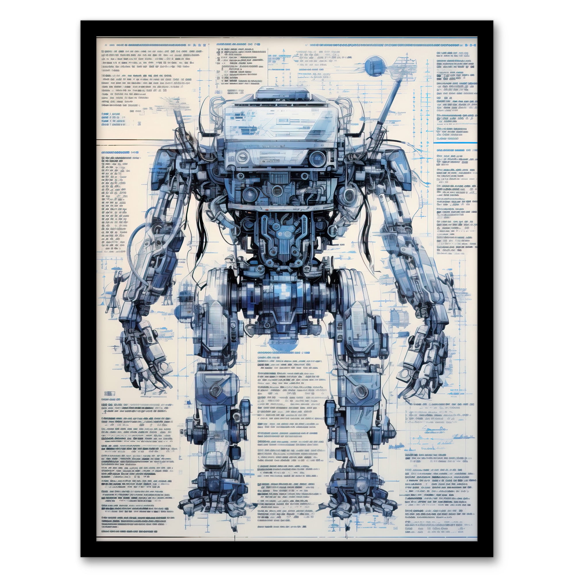 Mech War Robot Hybrid Secret Military Schematic Blueprint Futuristic ...