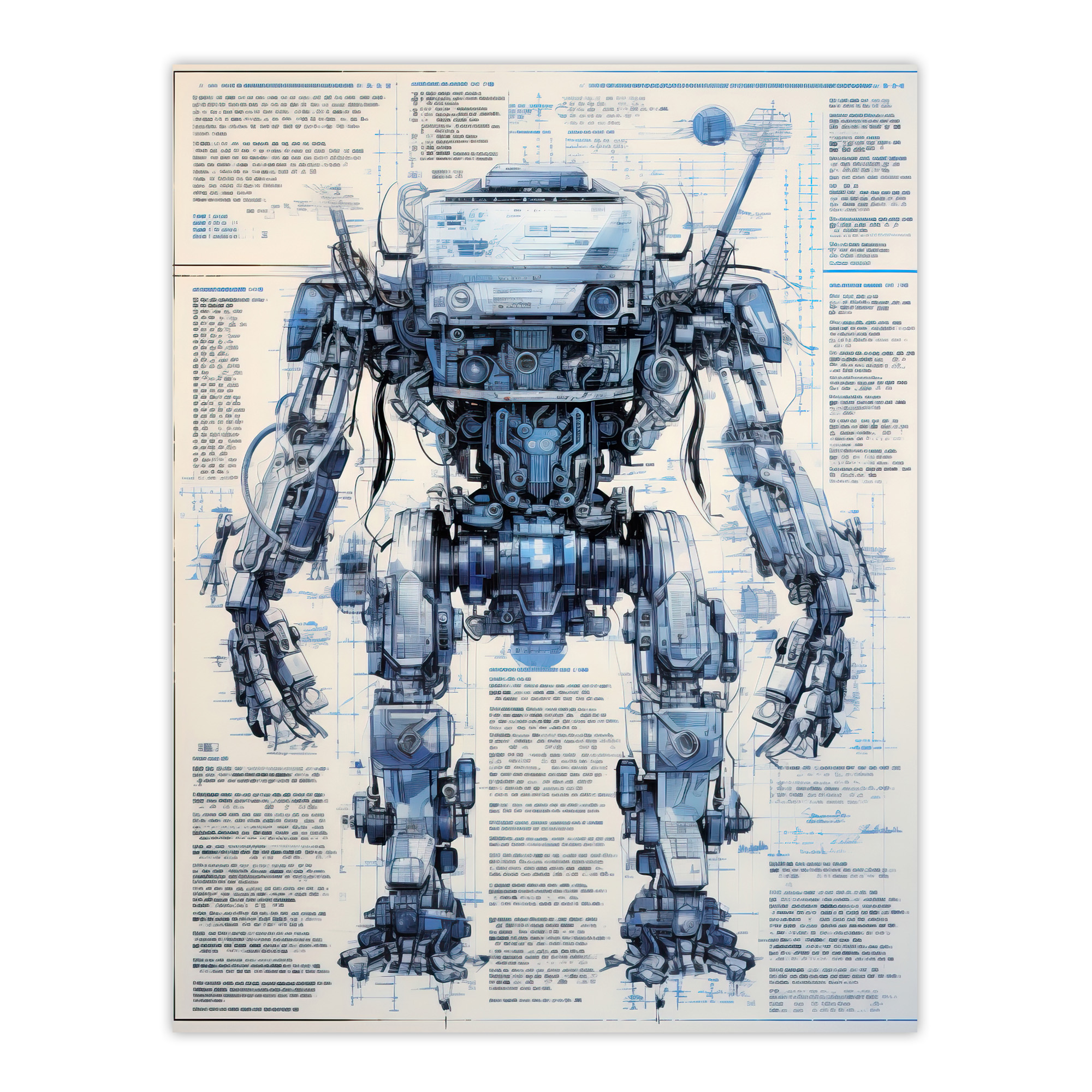 Mech War Robot Hybrid Secret Military Schematic Blueprint Futuristic ...
