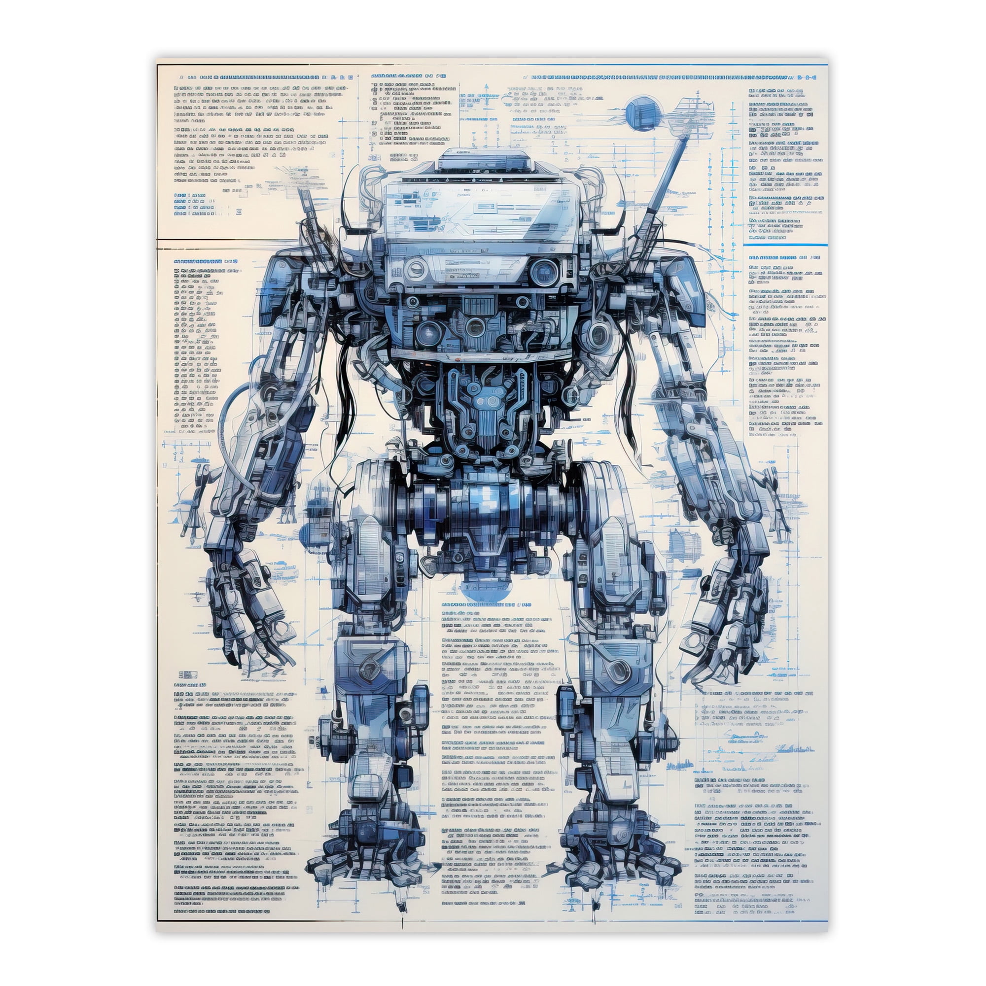 Mech War Robot Hybrid Secret Military Schematic Blueprint Futuristic ...