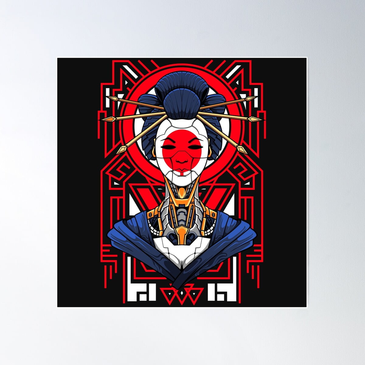 Mecha Geisha Cyborg Poster Wall Art, Modern Wall Decor For Living Room ...