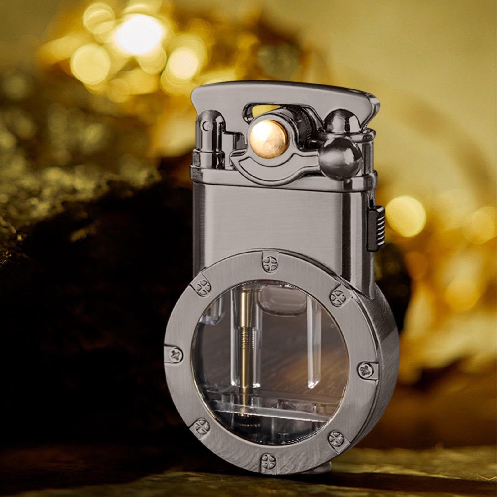 Mecha Metal Rocker Lighter, Retro Transparent Oil Tank Metal Rocker ...