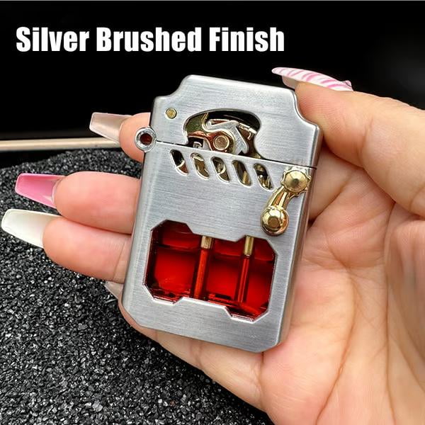 Mecha Metal Rocker Lighter, Retro Transparent Oil Tank Metal Rocker ...