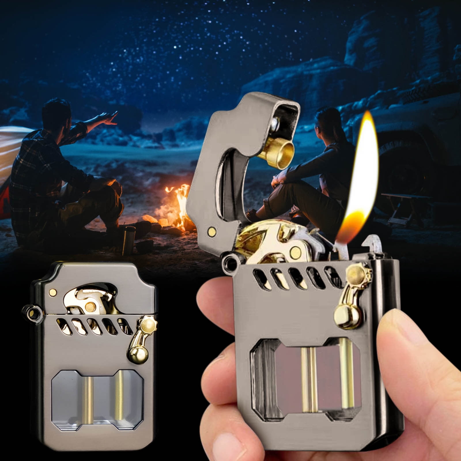 Mecha Metal Rocker Lighter, Retro Transparent Oil Tank Metal Rocker ...